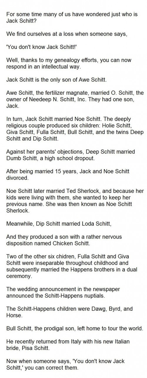 Next Time Someone Tells You That You Don’t Know Jack Schitt, Show Them ...