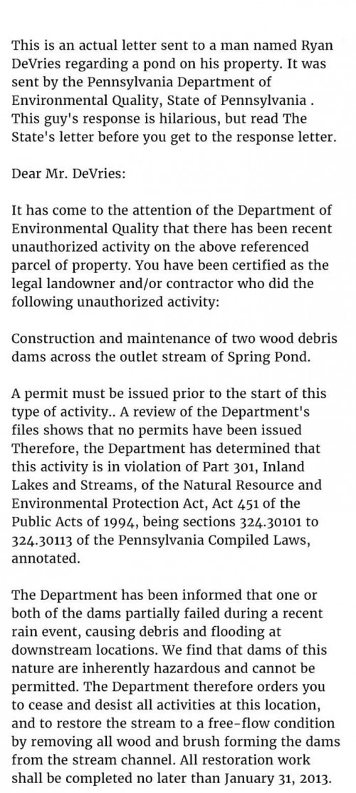 Man Received a Scathing Letter from the Environment Department. But His ...